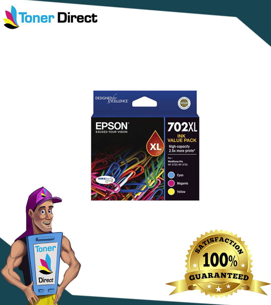 Epson Ink Cartridges: Genuine Epson 702XL High Capacity Colour 3 Pack C/M/Y Epson Ink Cartridges: Genuine Epson 702XL High Capacity Colour 3 Pack C/M/Y