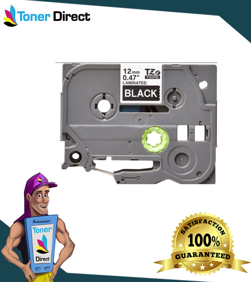 Tape & Labels: TZe-335 Compatible 12mm x 8m White on Black Laminated ...